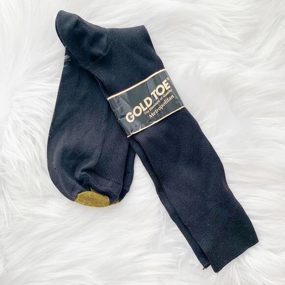 Underwear & Socks | Vintage Gold Toe Black Thin Reinforced Toe Nylon ...
